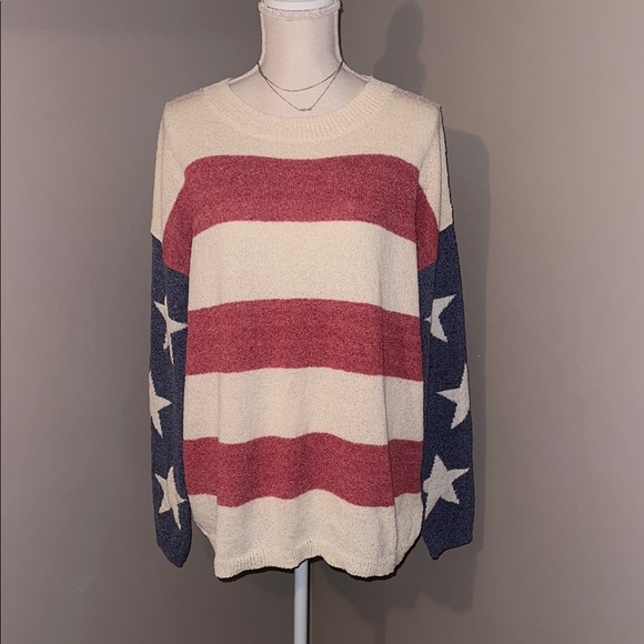 Sweaters | Striped Red And Blue Sweater With Stars | Poshmark